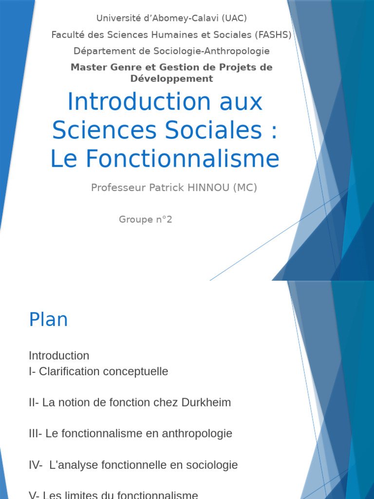 Fonctionnalisme Presentation | PDF | Enseignement des Arts libéraux ...