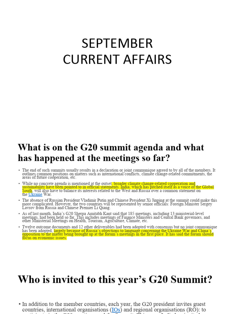 Classroom 0 SEP CURRENT AFFAIRS | PDF | International Relations ...