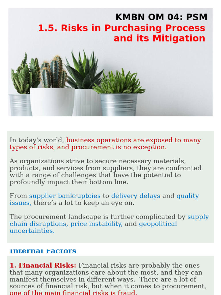 1.5. Risks in Purchasing Process, Its Mitigation | PDF | Supply Chain ...