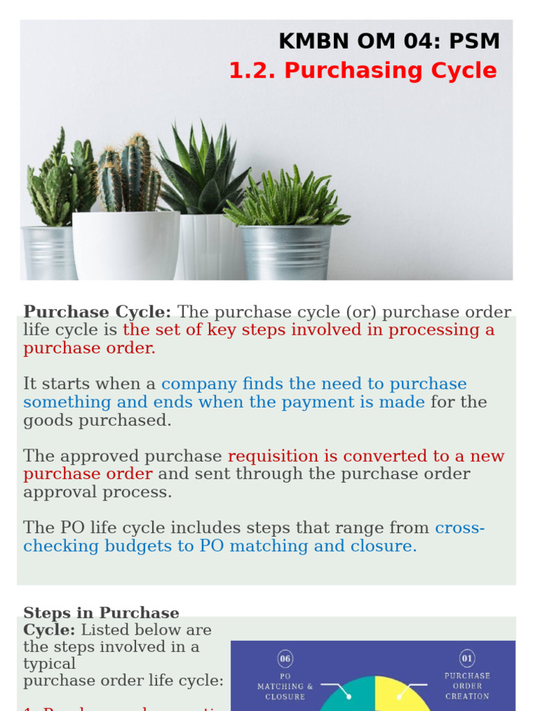 Steps in the Purchasing Cycle | PDF | Procurement | Receipt