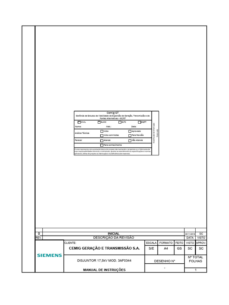Manual Disjuntor a Vácuo 17,5 kV 3AF 03 | PDF | Indutor | Fonte de energia