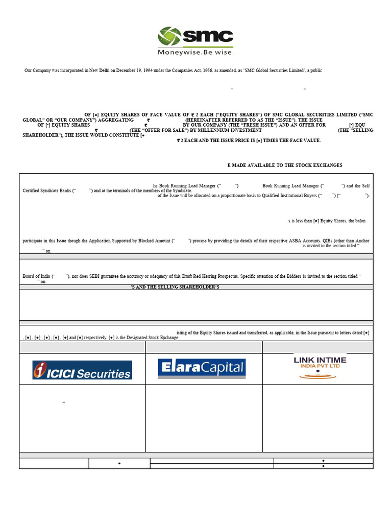 SMC Global Securities IPO Prospectus | PDF | Equity (Finance) | Mutual ...