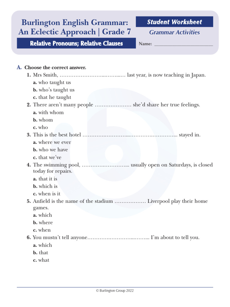 Ws Eg7 Pre Eg7 Eg7 Grammar 10 | PDF