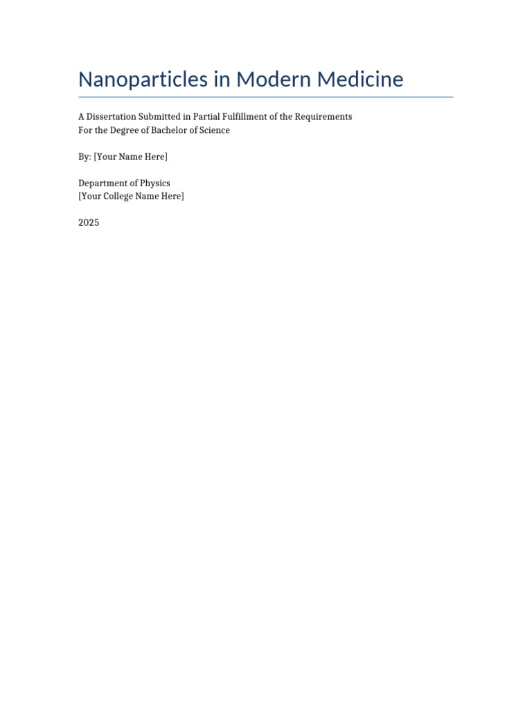 Final Dissertation Nanoparticles Medicine | PDF | Nanoparticle ...