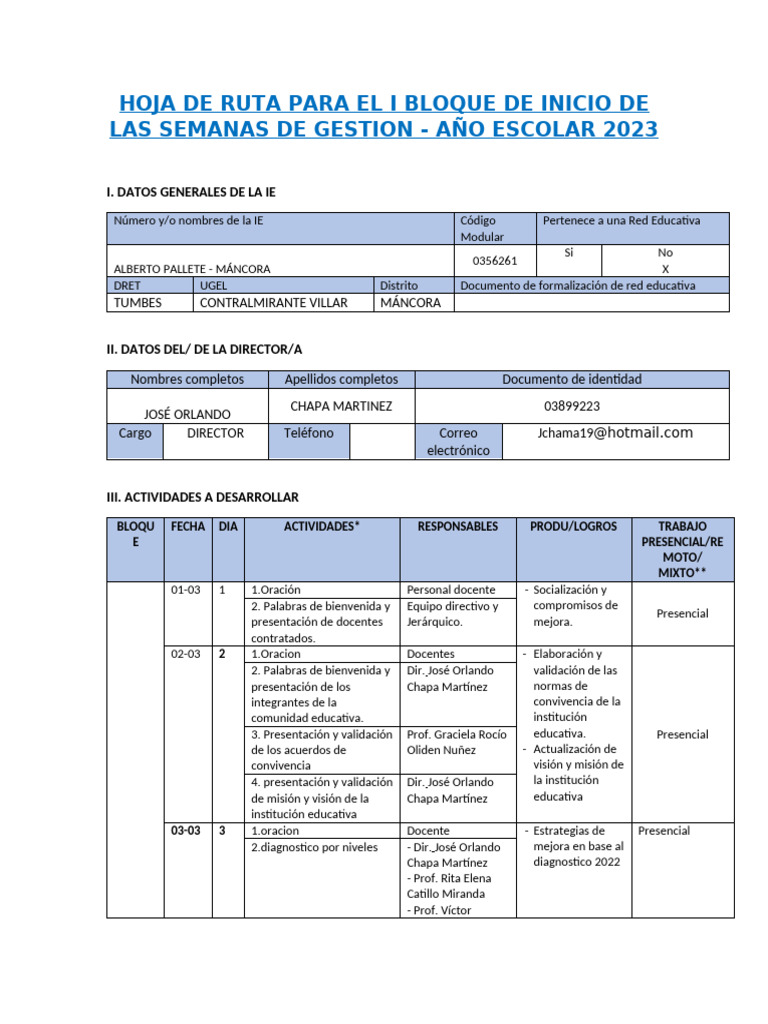 Pallete Hoja de Ruta-Semana de Gestion-I Bloque | PDF
