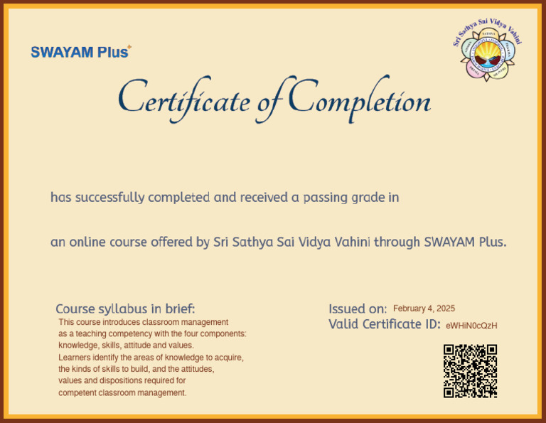 Classroom Management Certificate | PDF