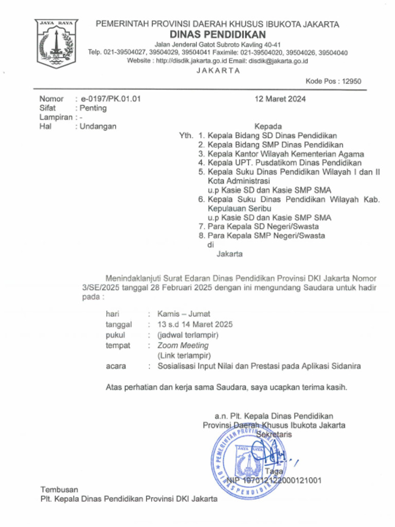 Undangan Sosialisasi SIDANIRA | PDF