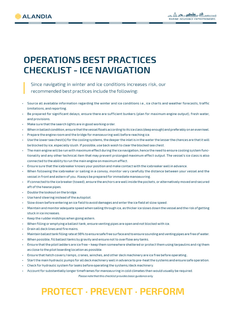 0122 Checklist Ice Navigation 2 1 | PDF | Ice | Shipping