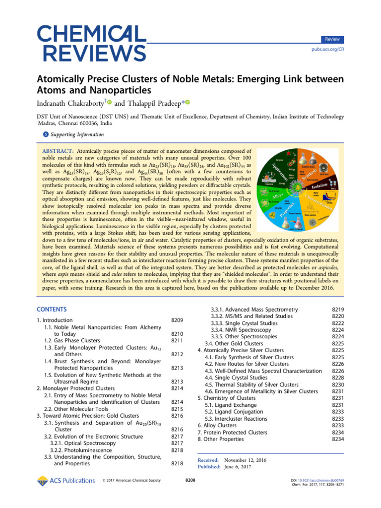 Chakraborty Pradeep 2017 Atomically Precise Clusters of Noble Metals ...