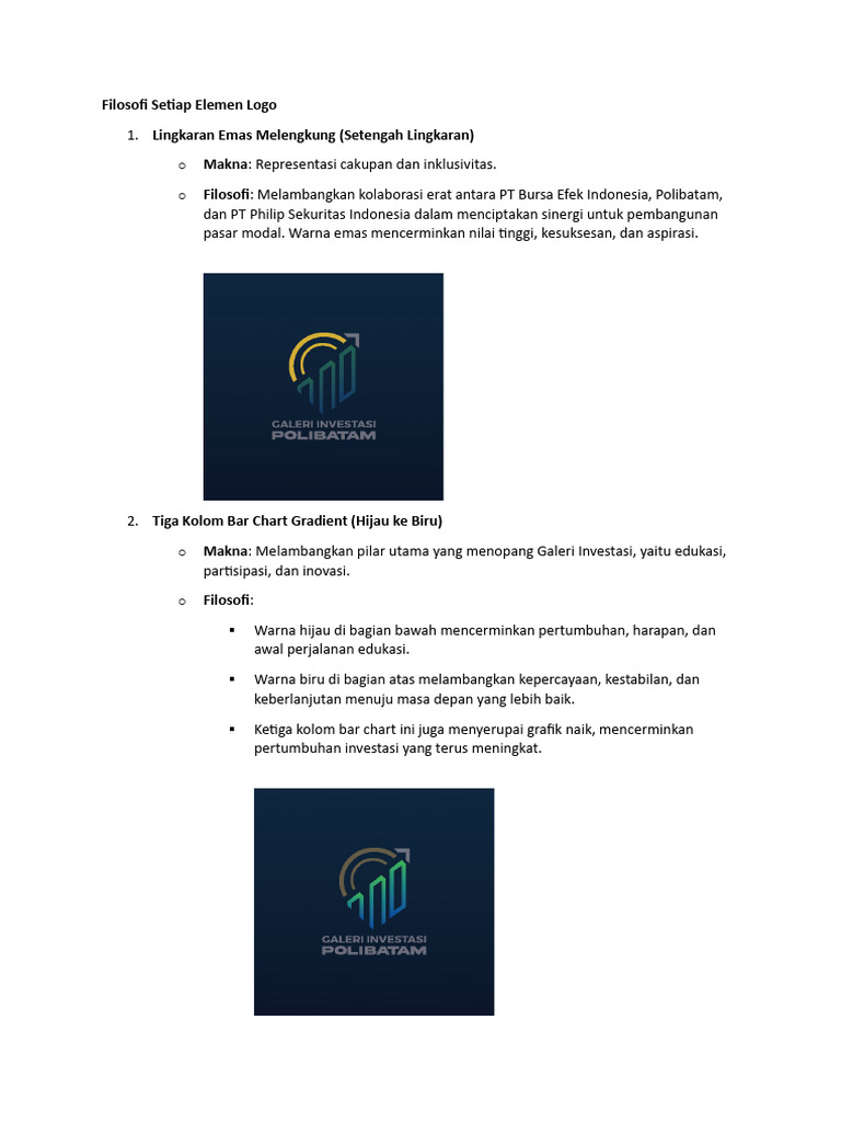 Filosofi Setiap Elemen Logo Galeri Investasi Polibatam | PDF