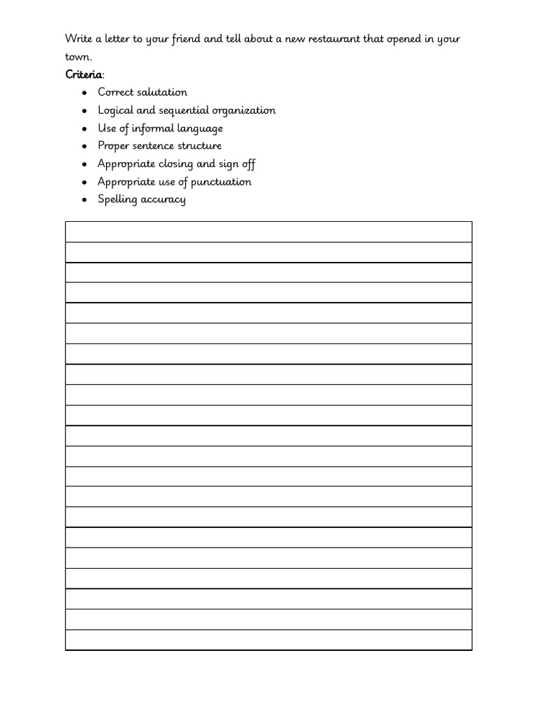 Informal Letter Writing T1 | PDF