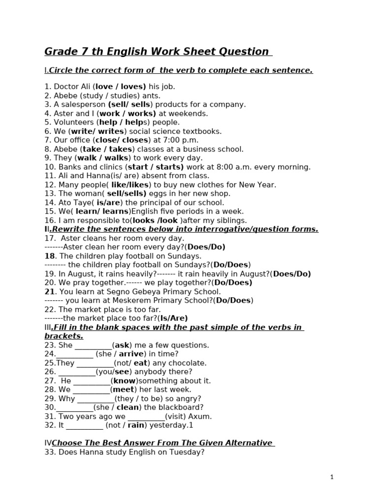 Grade 7 English Worksheet Answers | PDF | Road Traffic Safety | Traffic ...