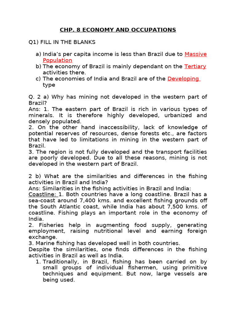 CHAPTER 8 ECONOMY AND OCCUPATIONS | PDF | Brazil | Balance Of Trade