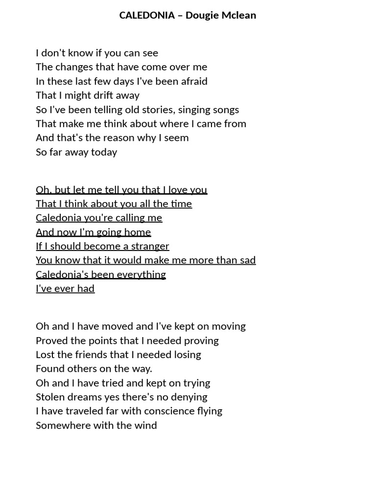 Caledonia Lyrics and Chords PDF | PDF