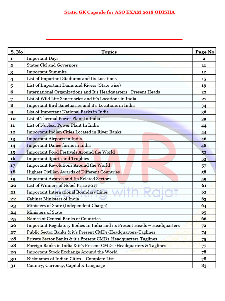 Static-GK-Capsule ASO Odisha 2018 | PDF | Asia Pacific Economic Cooperation