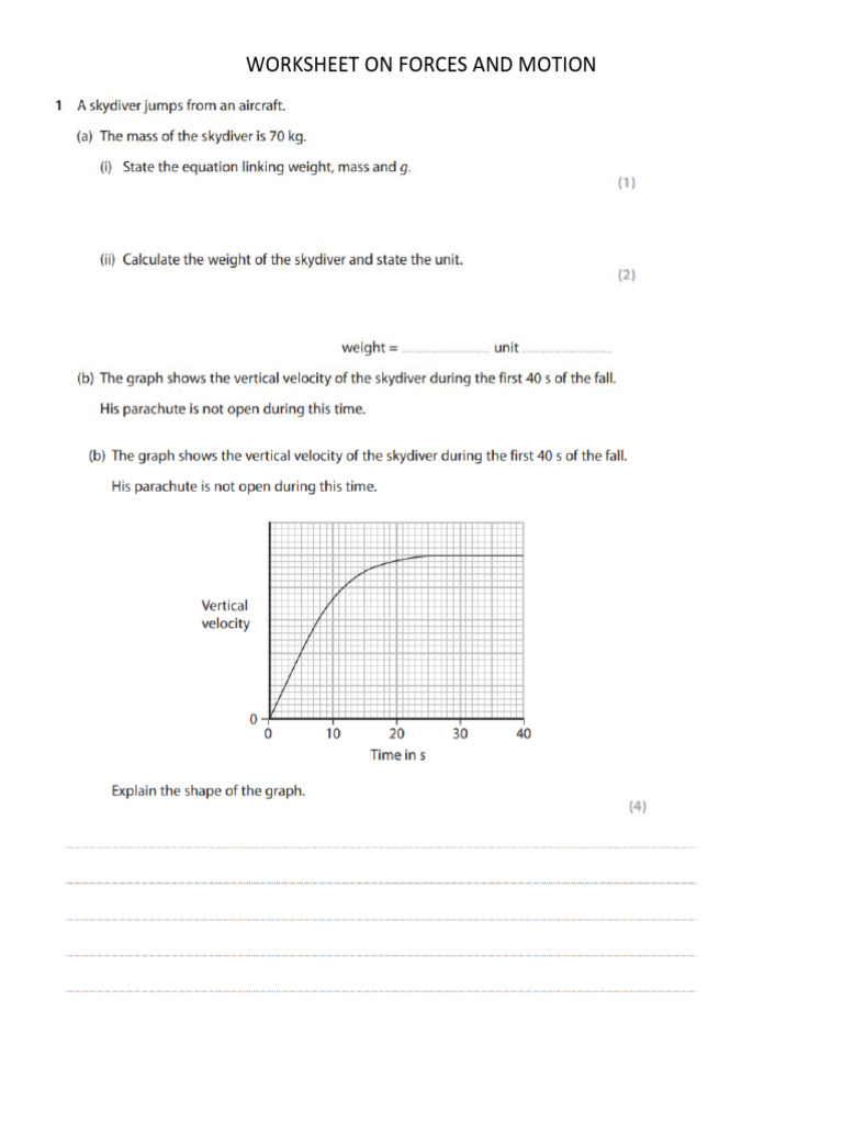 Forces and motion WS | PDF