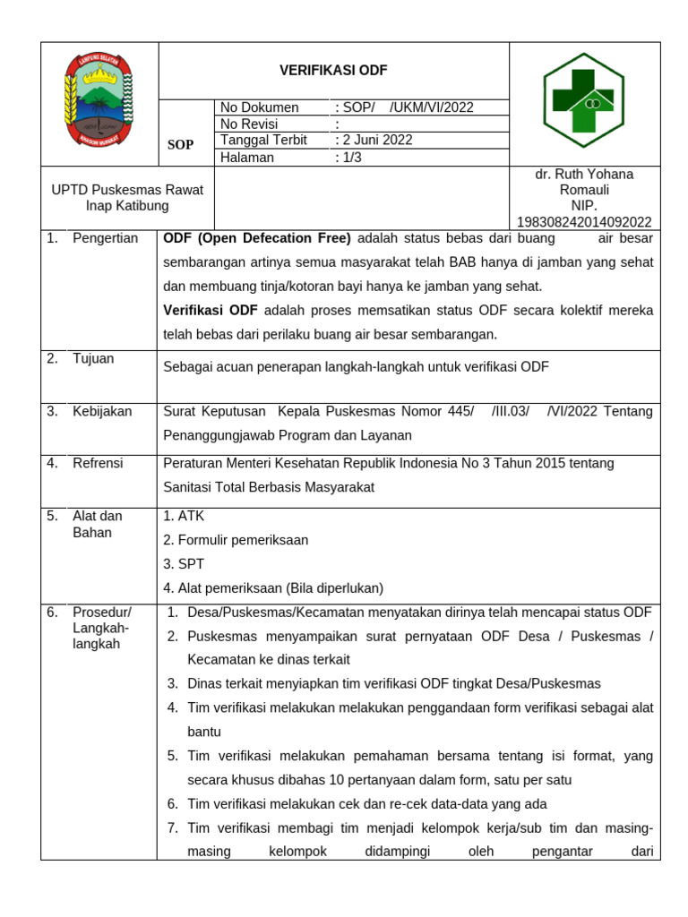 Sop Verifikasi Odf | PDF