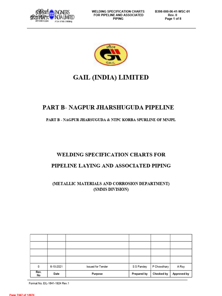Welding Specification Chart | PDF | Welding | Construction