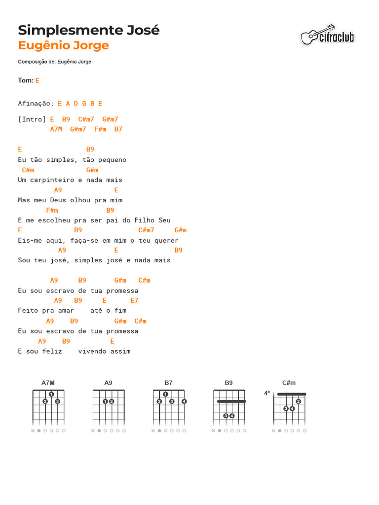Cifra Club - Eugênio Jorge - Simplesmente José | PDF