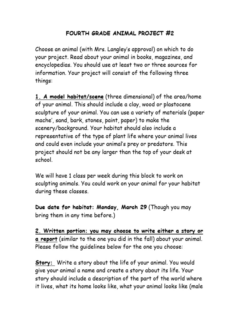 Fourth-Grade-Animal-Project Janet Langley | PDF | Zoology