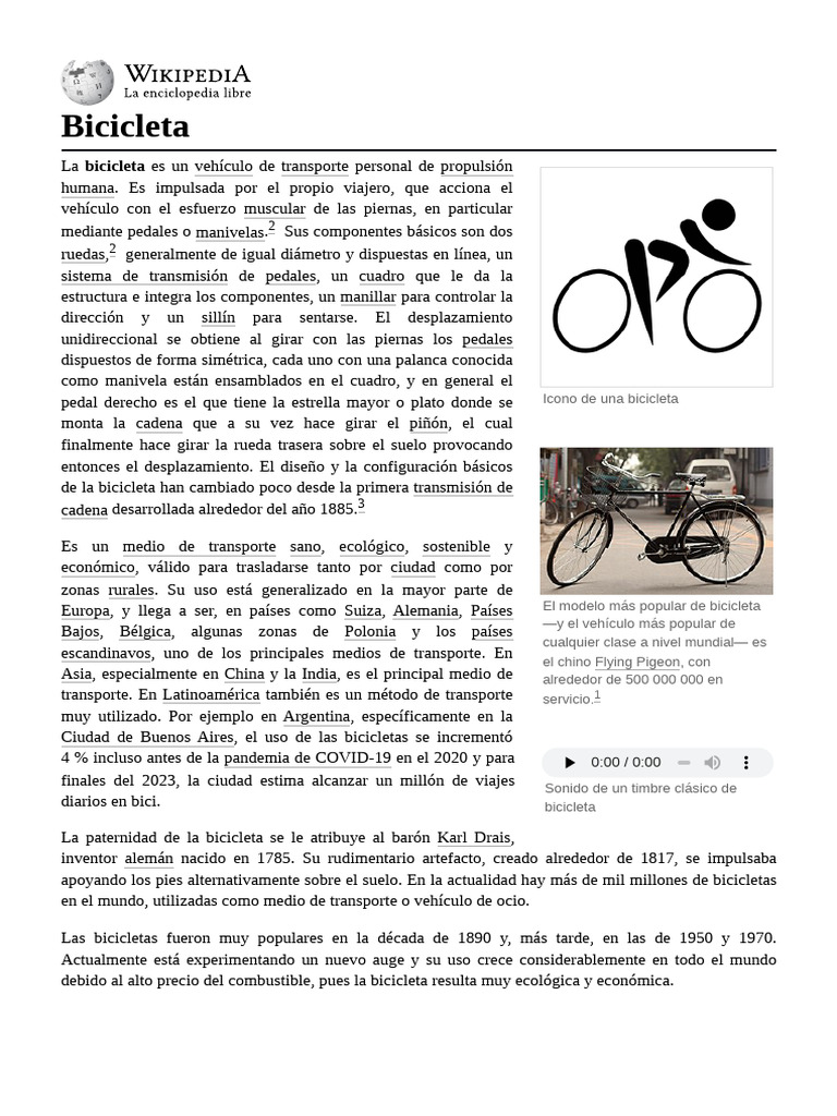Historia y evolución de la bicicleta | PDF | Bicicleta de montaña ...
