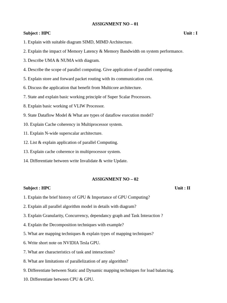 HPC All Unit Assignement | PDF | Parallel Computing | Central Processing Unit