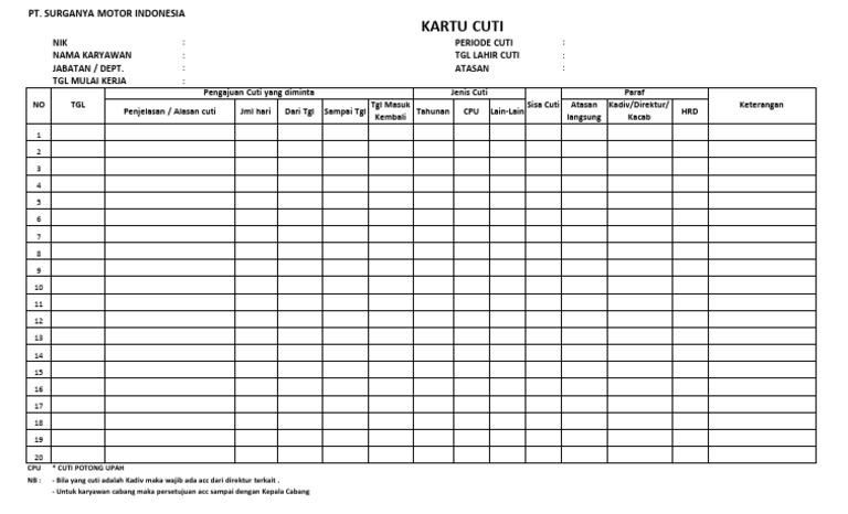 Form Cuti New | PDF