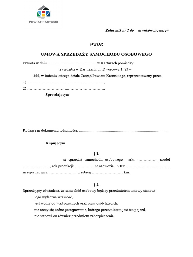 RZP.272.5.2024 - Załącznik NR 2 Do Warunków Przetargu - Wzór Umowy | PDF