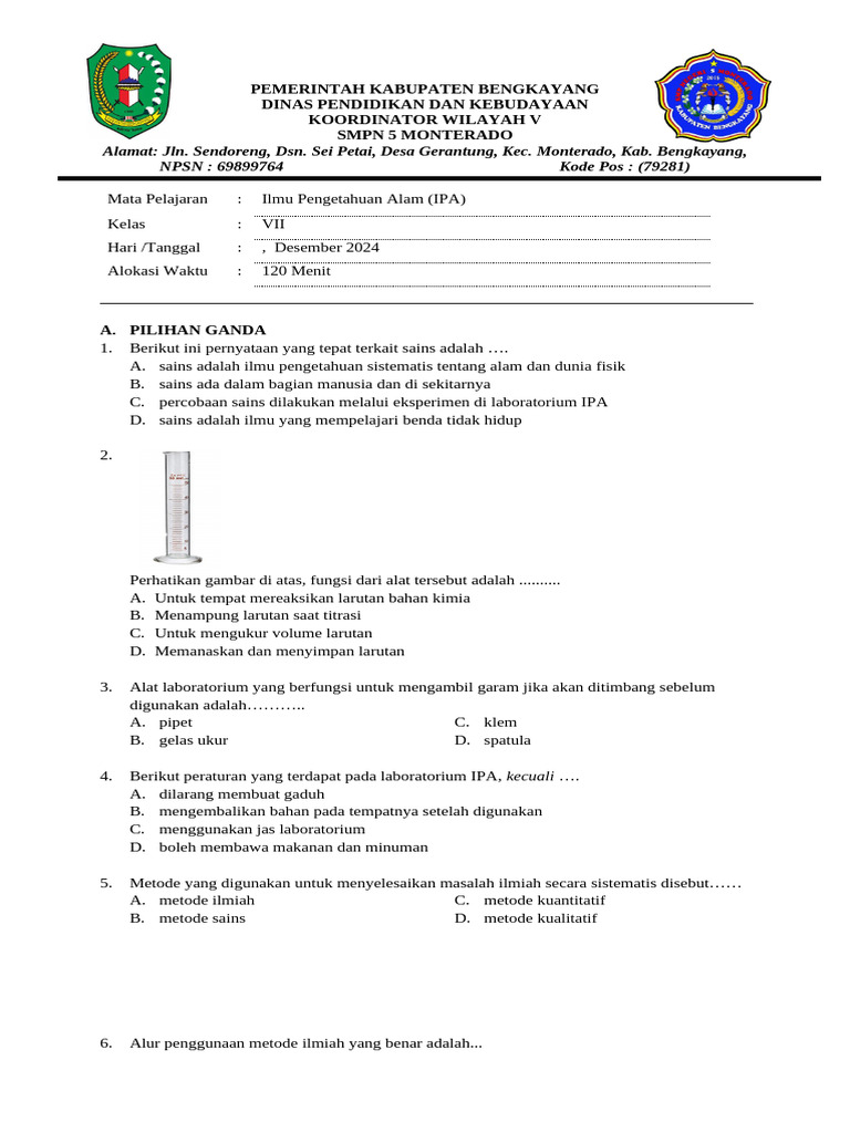 Soal PAS IPA Kelas 7 | PDF