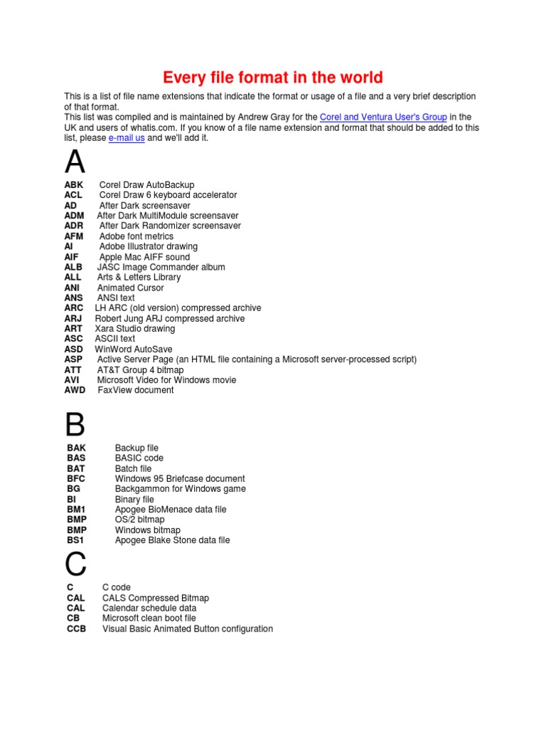 Every File Format in The World | PDF