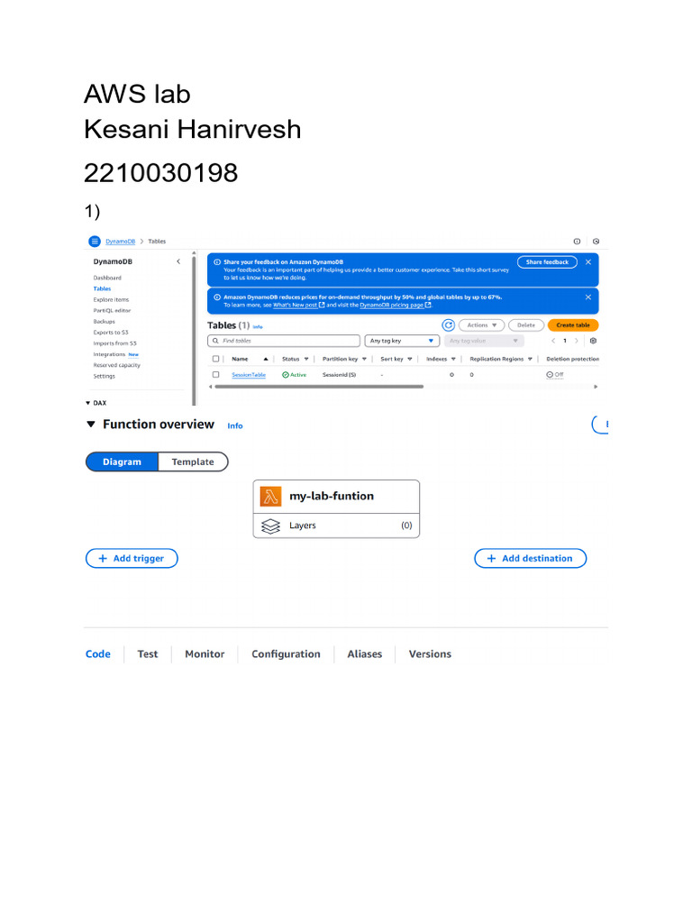AWS Lab Kesani Hanirvesh 2210030198 | PDF