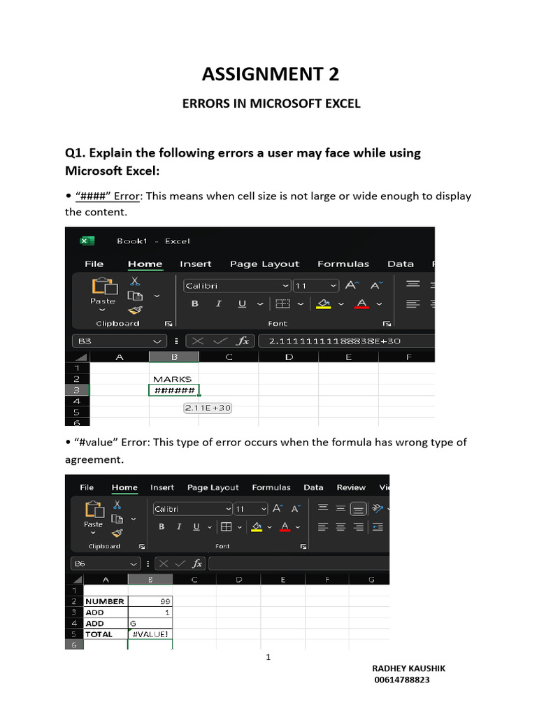 Common Microsoft Excel Errors Explained | PDF