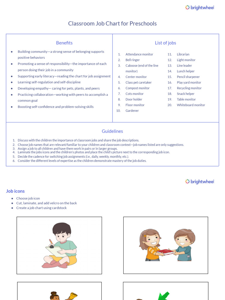 Preschool Classroom Job Chart Guide | PDF | Family | Psychology