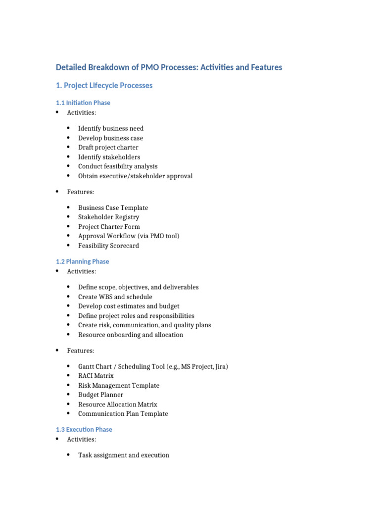 PMO Process Activities and Features | PDF | Business