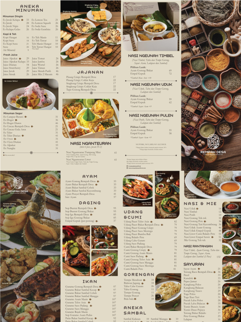 Rempah Desa Menu - 2025 - Cetak | PDF