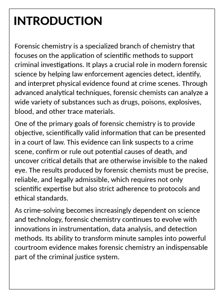 Forensic Chemistry Vithu | PDF | Forensic Science | Chemistry