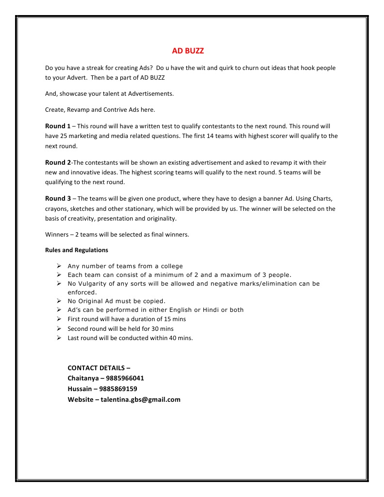 Ad Buzz: Creative Advertising Contest | PDF