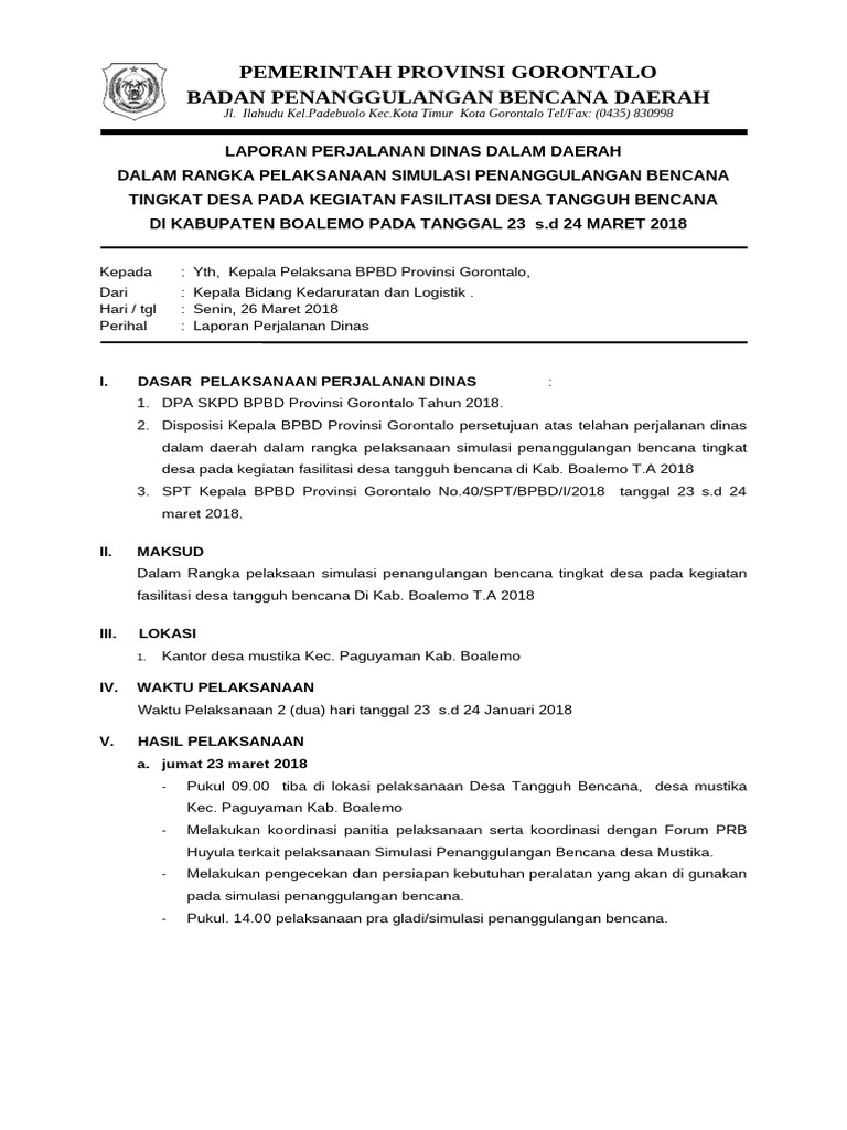 Laporan PD Boalemo Kabid | PDF