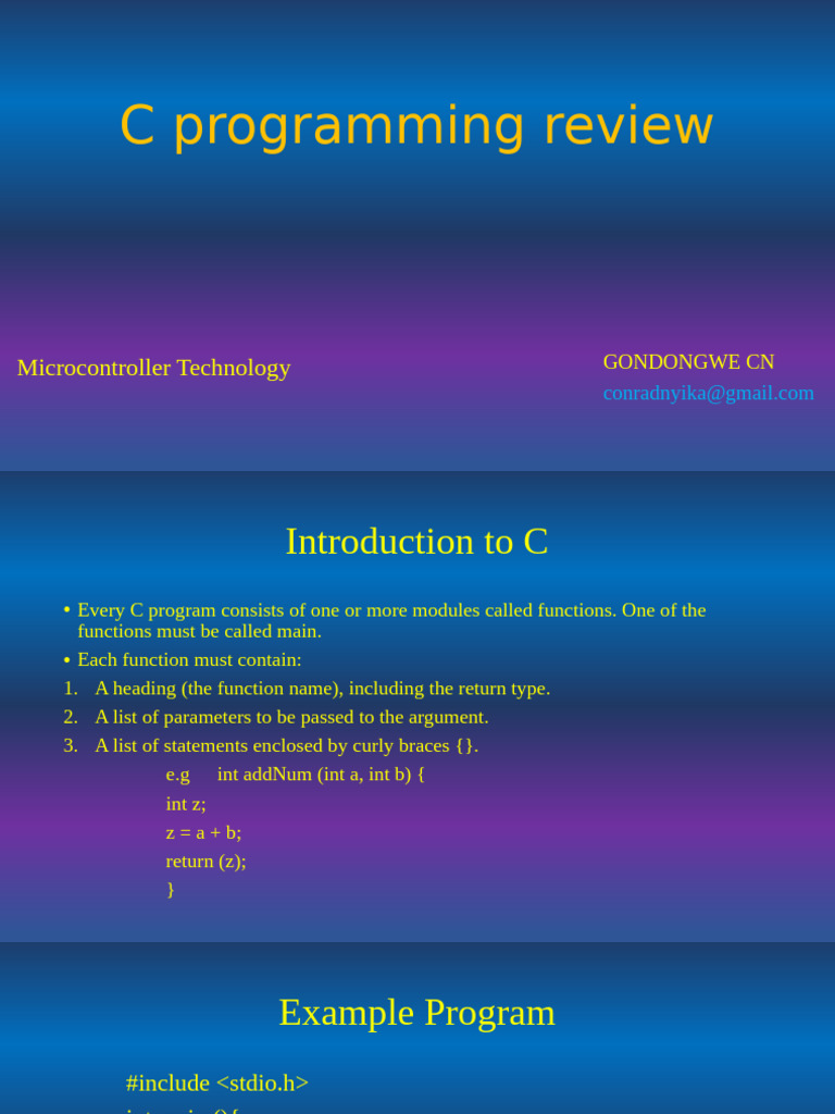 02 C Programming Review - 090924 | PDF | Parameter (Computer Programming) | Control Flow