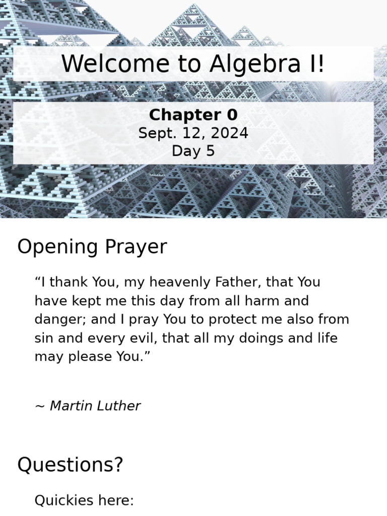 Algebra 1 Week 2 Day 5 - Fractals | PDF | Fractal | Mathematical Analysis