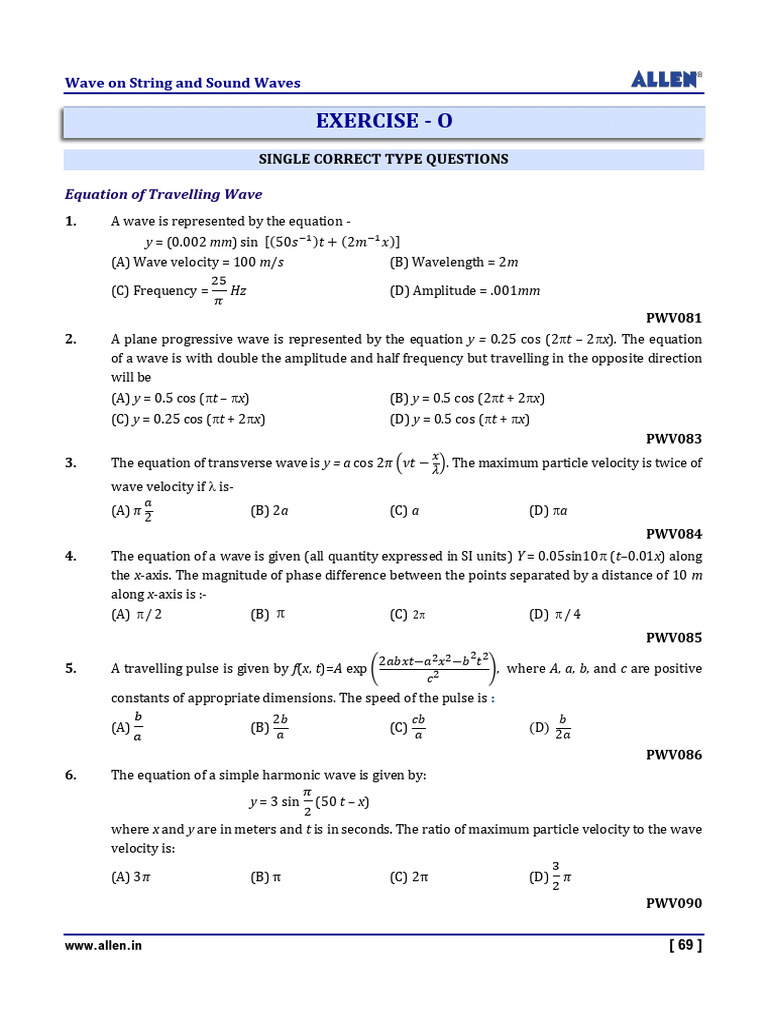 Waves Exercise | PDF | Waves | Amplitude