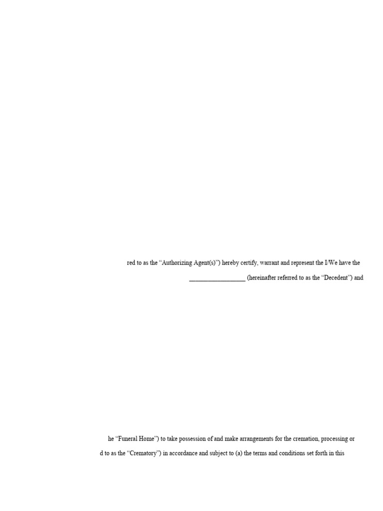 Cremation Authorization Application Form | PDF | Cremation | Funeral