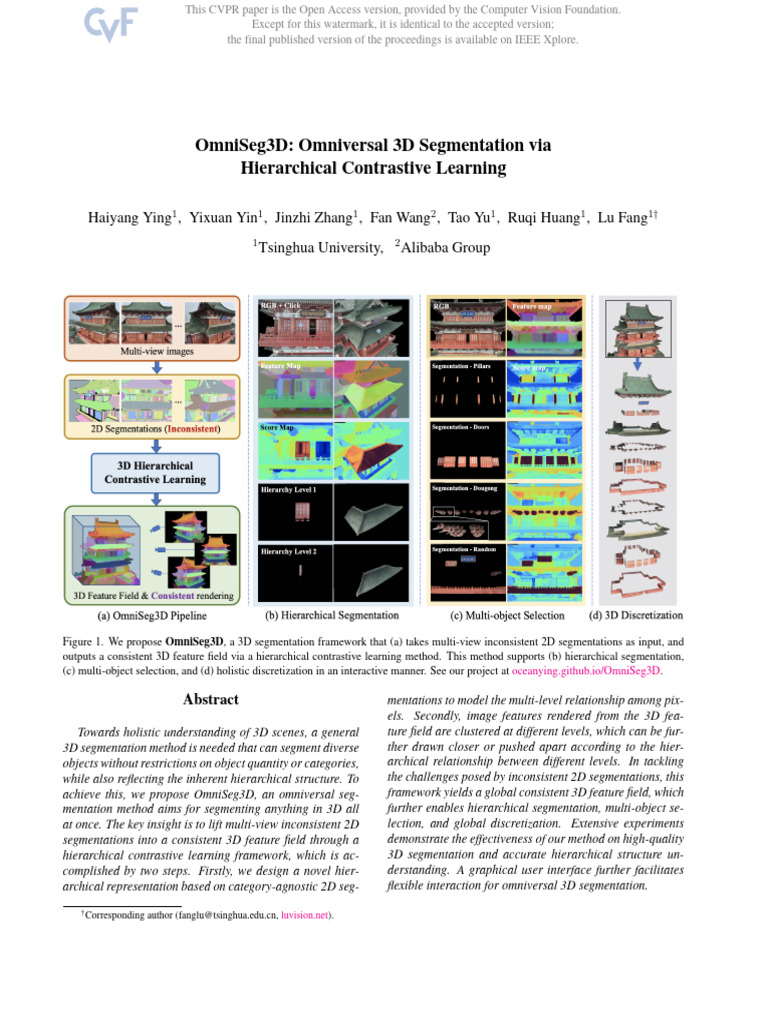 Ying OmniSeg3D Omniversal 3D Segmentation Via Hierarchical Contrastive Learning CVPR 2024 Paper ...