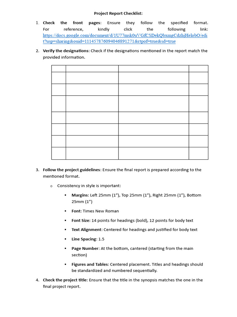 Project Report Checklist | PDF | Typefaces | Written Communication