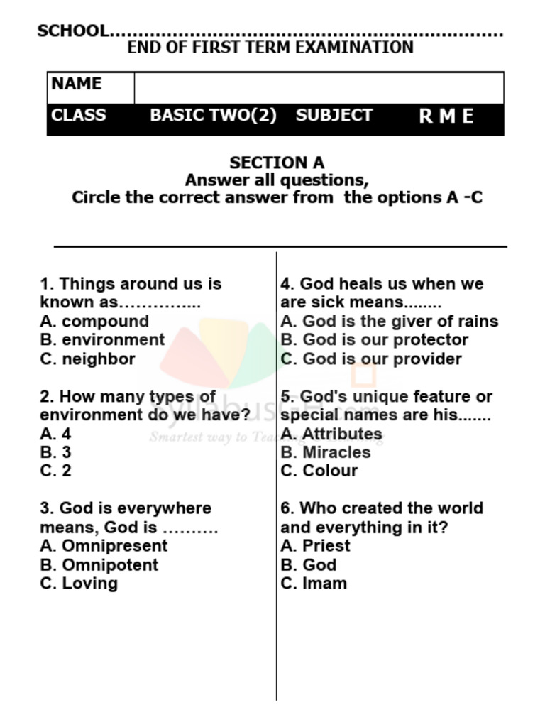 RME Exam Questions for Basic 2 | PDF | Natural Environment | Nature