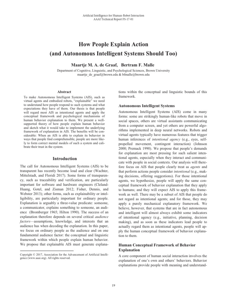 How People Explain Action (And Autonomous Intellig | PDF | Intention ...