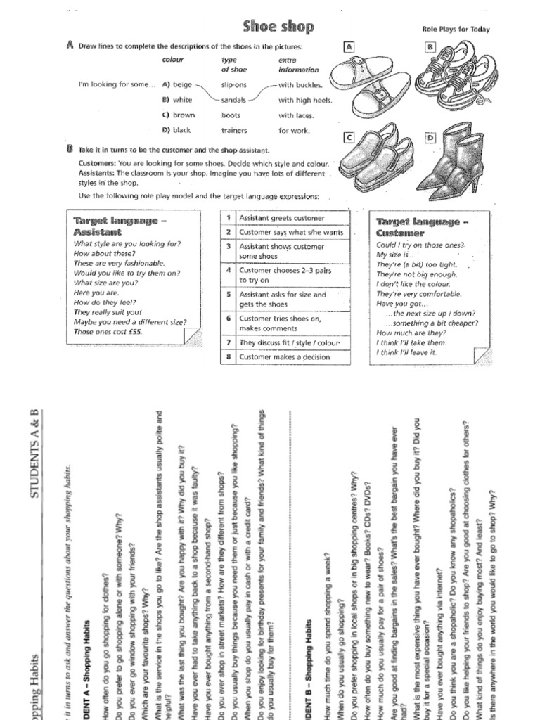 Shopping Role Play - Conversation Questions | PDF