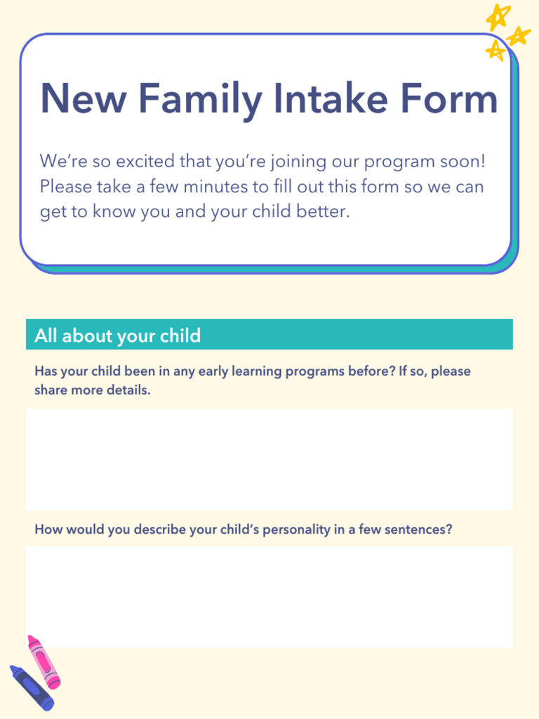 New Family Intake Form - Brightwheel | PDF