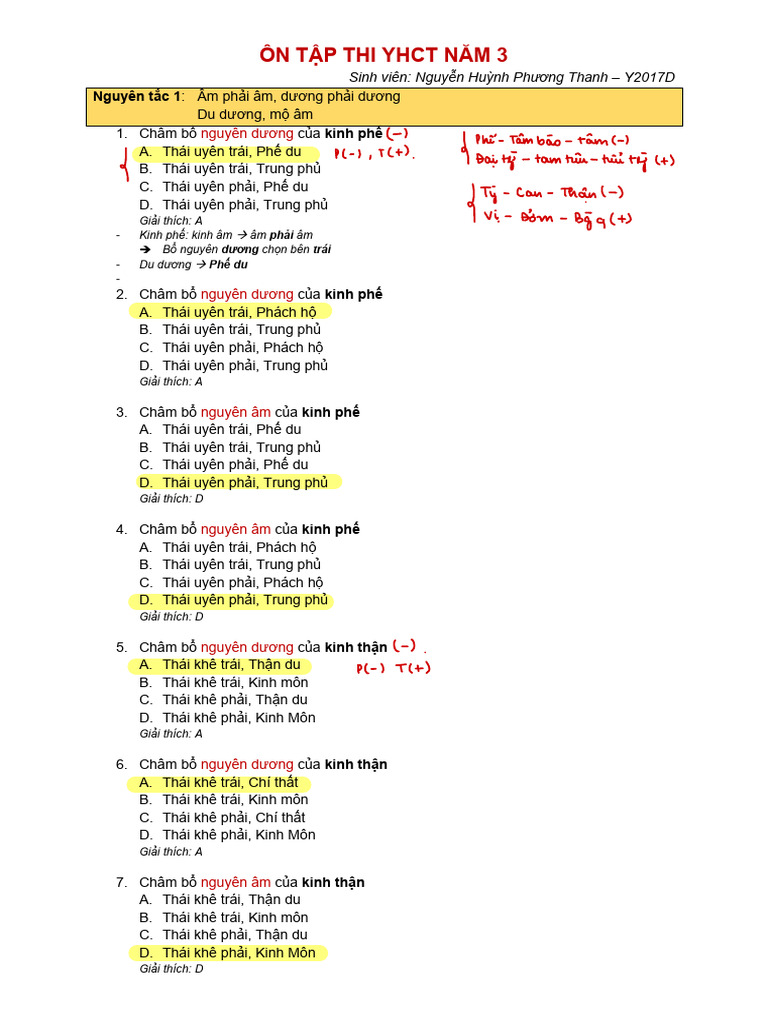 2020DINHDINHTÓM-TẮT-TIPS-CÂC-HỎI-CÁC-DẠNG-BÀI-THI-YHCT | PDF