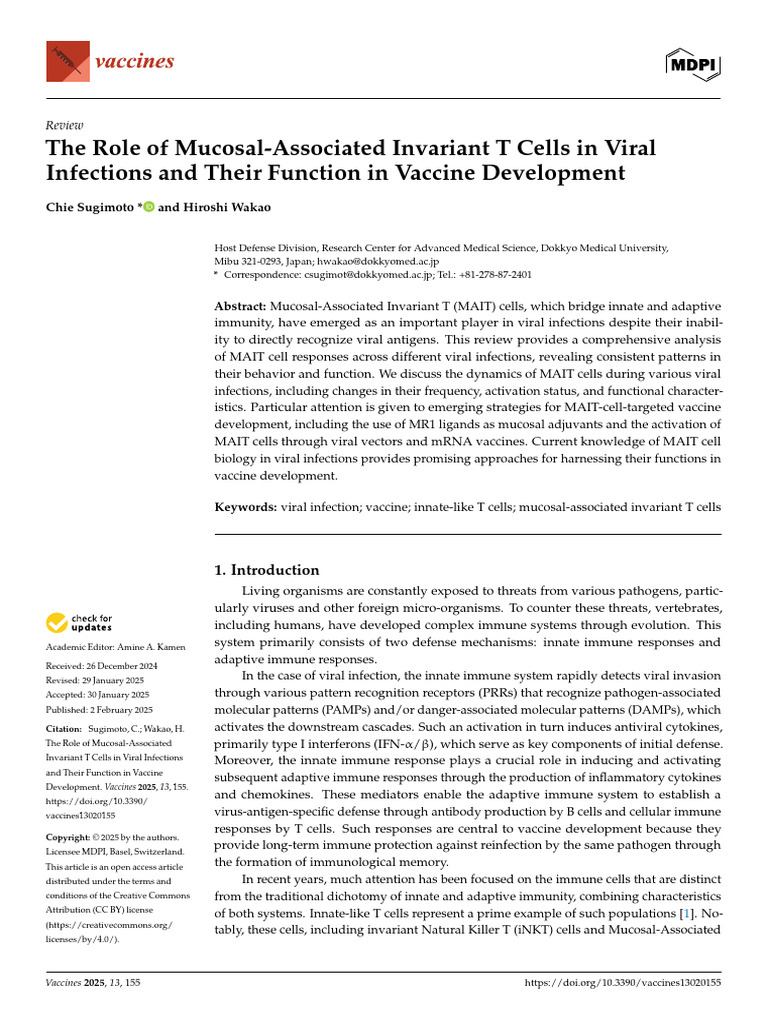 The Role of Mucosal-Associated Invariant T Cells in Viral Infections ...